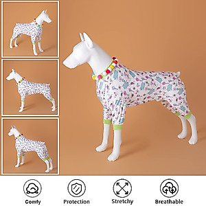 LovinPet Dog Jammies Large Dogs, UV & Post Operative Protection, 4 Legged High Collar Dog Onesies,Lightweight Stretchable Hippo, Bird, Tortoise Prints Large Dog Pajamas as Base Shirt for Dog Dresses L