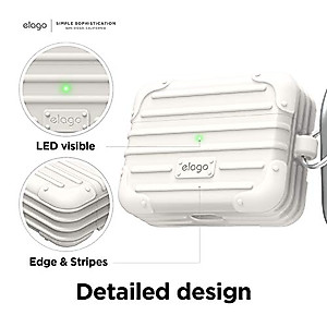 elago Suit Case Compatible with AirPods Pro Case [White] - Premium Silicone, Shock Absorbing Drop Protection, Supports Wireless Charging, Adhesive Tapes Included