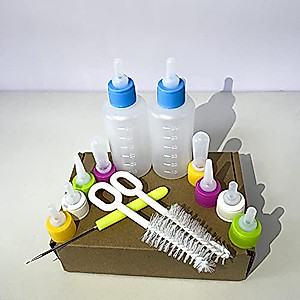 Pet Bottle Kit, Squeeze Liquid Bottle Replaceable Silicone Teat Mini Teat for Newborn Kittens, Puppies, Rabbits, Small Animals Replacement Teat Cat Feeding Bottle Feeding Tool