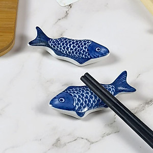 Silverware Rest 2 Pcs Ceramic Fish Chopstick Rest, Japanese Chopsticks Pillow Rack Dinner Spoon Fork Knife Holder Dinnerware Stand Decoration Spoon Rest