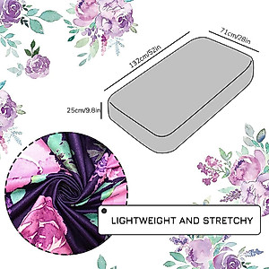 Girl Crib Sheet and Changing Pad Cover, Purple Flower Nursery Bedding, Flower Sheets for Baby Toddler Mattress