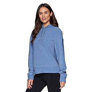 Avalanche Fleece Hoodie for Women, Relaxed Fit Quilted Sweatshirt with Hood, Lightweight Soft Fleece Sweatshirt for Women, Quilted Pullover Sweater for Hiking, Casual Wear Blue S