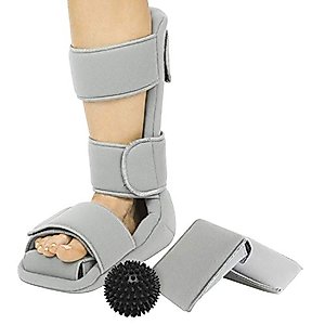 Vive Plantar Fasciitis Night Splint Plus Trigger Point Spike Ball - Soft Leg Brace Support, Orthopedic Sleeping Immobilizer Stretch Boot (Small: Men's: Up to 5, Women's: Up to 6.5)