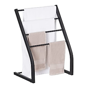 Honiter Towel Racks for Bathroom, 4 Tier Free Standing Towel Rack, Black Metal Towel Holder Stand for Blanket Rack, Bathroom Accessories Organizer for Bath Storage & Hand Towels, Next to Tub or Shower