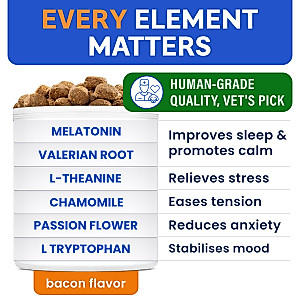 (Extra Strength) Calming Melatonin for Dogs Sleep - 6mg Dog Melatonin Chews for Small & Large Dogs, Puppy Melatonin Treats - Calming Aid for Dogs - Medium Doggie Sleeping Pills - 120 Treats