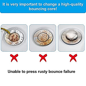 Bathroom Pop Up Sink Drain Stopper Wash Basin Strainer with Basket, Won't Spill, with Hair Catcher Ideal for Bathroom Kitchen Sinks Universal 1.08~1.96 Inch Drain Holes