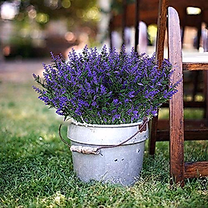ArtBloom 8 Bundles Outdoor Artificial Lavender Fake Flowers UV Resistant Shrubs, Faux Plastic Greenery for Indoor Outside Hanging Plants Garden Porch Window Box Home Wedding Farmhouse Decor (Purple)