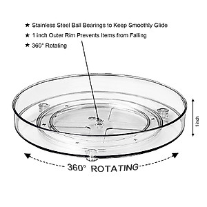 Lazy Susan Rotating Turntable Food Storage Container for Cabinets, Pantry, Fridge, Countertops,Vanity,BPA Free - Spinning Organizer for Spices, Condiments - 9" Round , Clear-2 Pack
