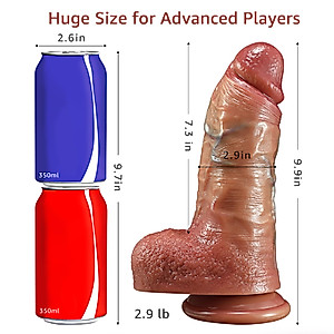 Huge Dildo Sex Toys for Woman, Juguetes Sexuales with Suction Cup for Adult Sex Toys & Games, 10 Inche Long and 3 Inche Thick Dildo, Women Sex Toys Soft Silicone Dildo for Hands-Free Play