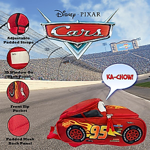 Disney Pixar Cars 14” Lightning McQueen Shaped Backpack for Boys & Girls, Kids School Bag, Red