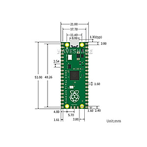 Coolwell Raspberry Pi Pico H Microcontroller Tiny Size Fast Board, Based On Official RP2040 Dual-Core Arm Cortex Processor,Configurable Pin Function
