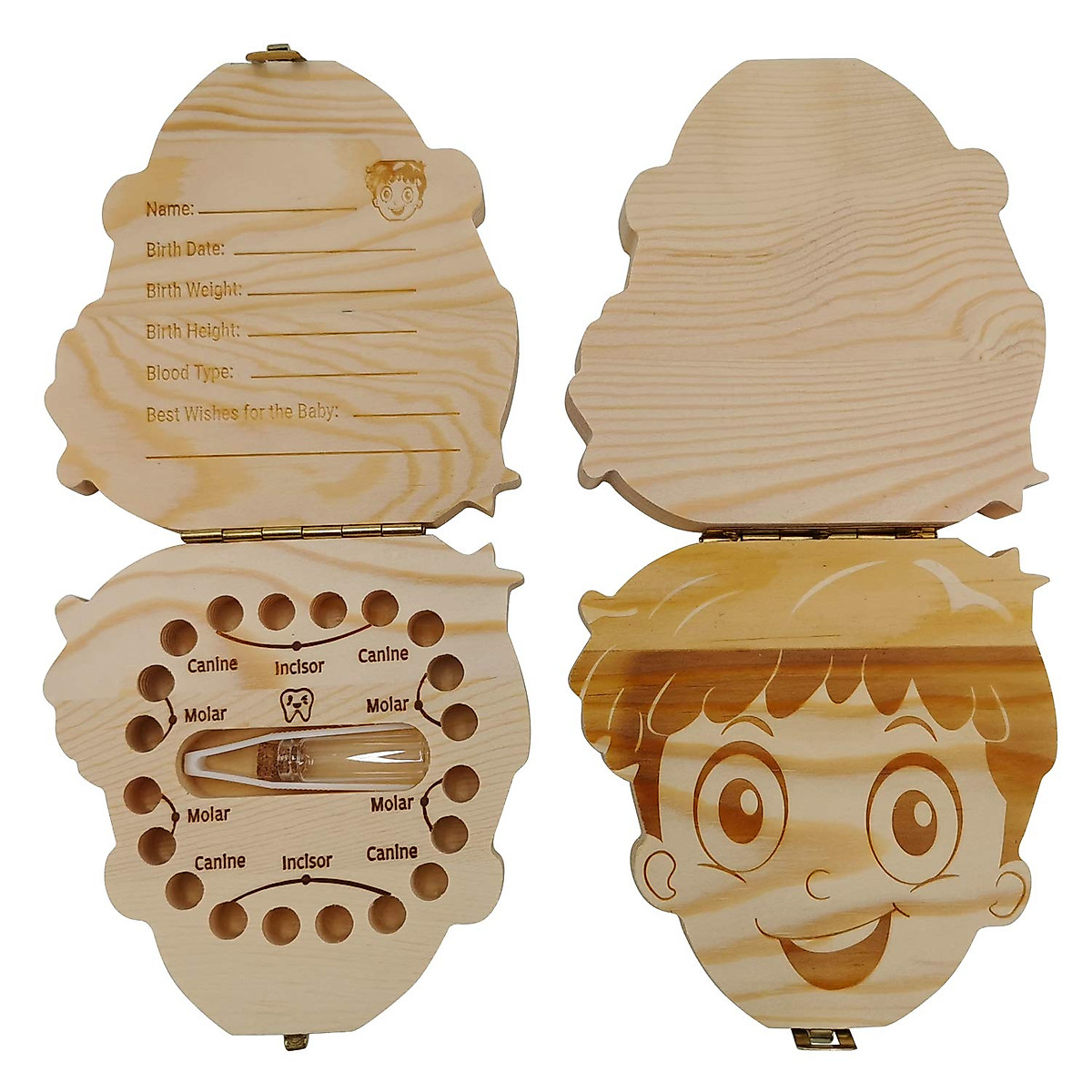 Baby Tooth Fairy Keepsake Box- First Teeth and Curl Keepsake Box | Tooth Boxes Saver & Holders for Lost Teeth Kids-Boys