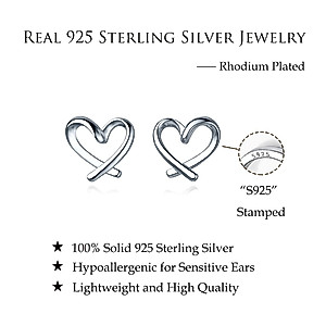 Reffeer Solid 925 Sterling Silver Love Heart Clip On Earrings Ear Cuffs for Women Teen Girls Heart Wrap Earrings No Piercing (A-Silver)