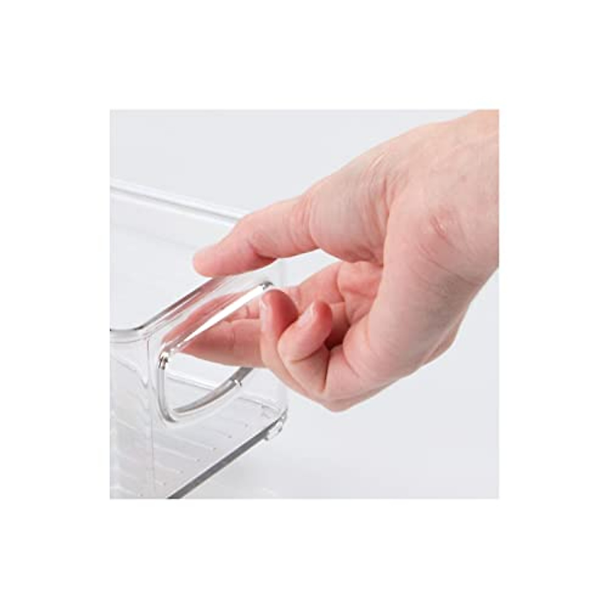 mDesign Plastic Stackable Small Organizing Bin Kitchen Pantry Cabinet, Refrigerator, Freezer Food Organization Storage Bins with Handles, Drawer Container Organizer, Ligne Collection, Clear
