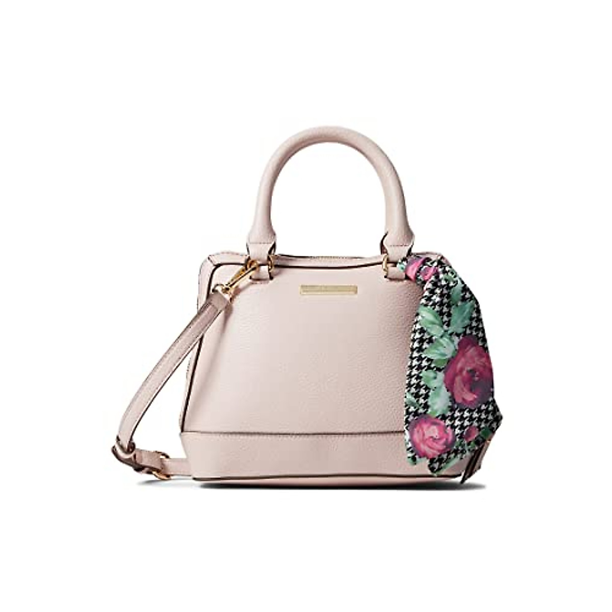 Anne Klein Mini top Handle crosbbody, Petal Pink/Floral HoundstoothScarf