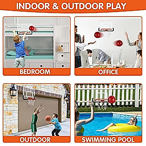 Xucutu Indoor Mini Basketball Hoop for Door - Foldable Over The Door Basketball Hoop Indoor for Kid with 4 Balls for Wall & Room Basketball Toy Gift for Boy Kids Teens