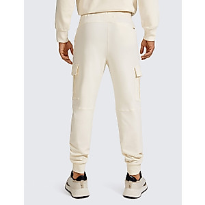 CRZ YOGA Men's Cargo Joggers Pants - 29" Cotton Lightweight Casual Lounge Athletic Workout Sweatpants with Pockets White Apricot X-Large