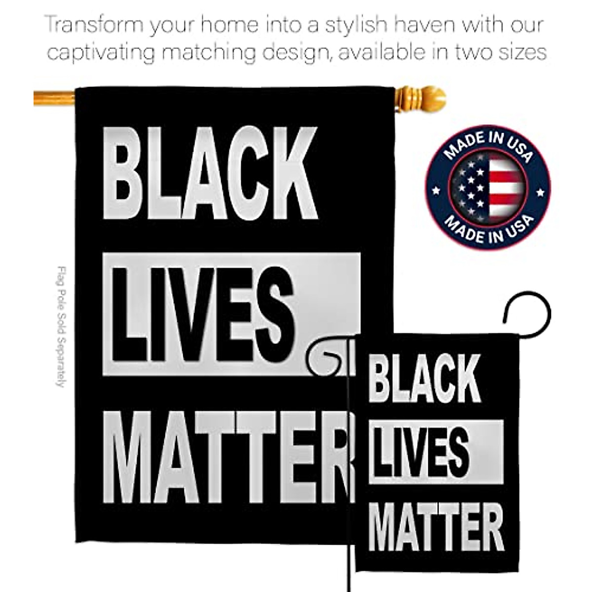 USA Made Black Lives Matter-Civil Rights Double-Sided Lawn Decoration Gift House Garden Yard Banner Revolution Movement Equality Social, Flag 13"x 18.5", Thick Fabric