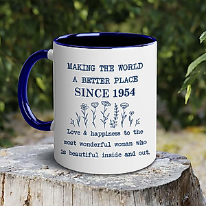 DEKIDOKA 70th Birthday Gifts For Women - 70th Years Old Birthday Gifts - Ceramic 1954 Coffee Mugs - Vintage 70th Birthday Gifts Presents - 70 Years Old Birthday Gifts for Mom Sister Family