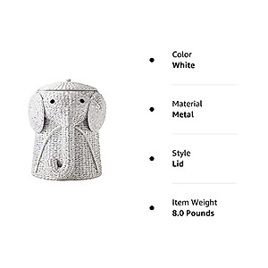 Home Decorators Collection Animal Bathroom Hamper, 20" Hx16 Wx17 D, White