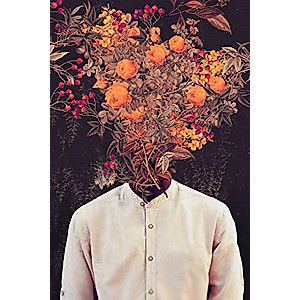 Surreal Flower Head Wall Art by Frank Moth - BIG Wall Décor - 40''x60'', Black