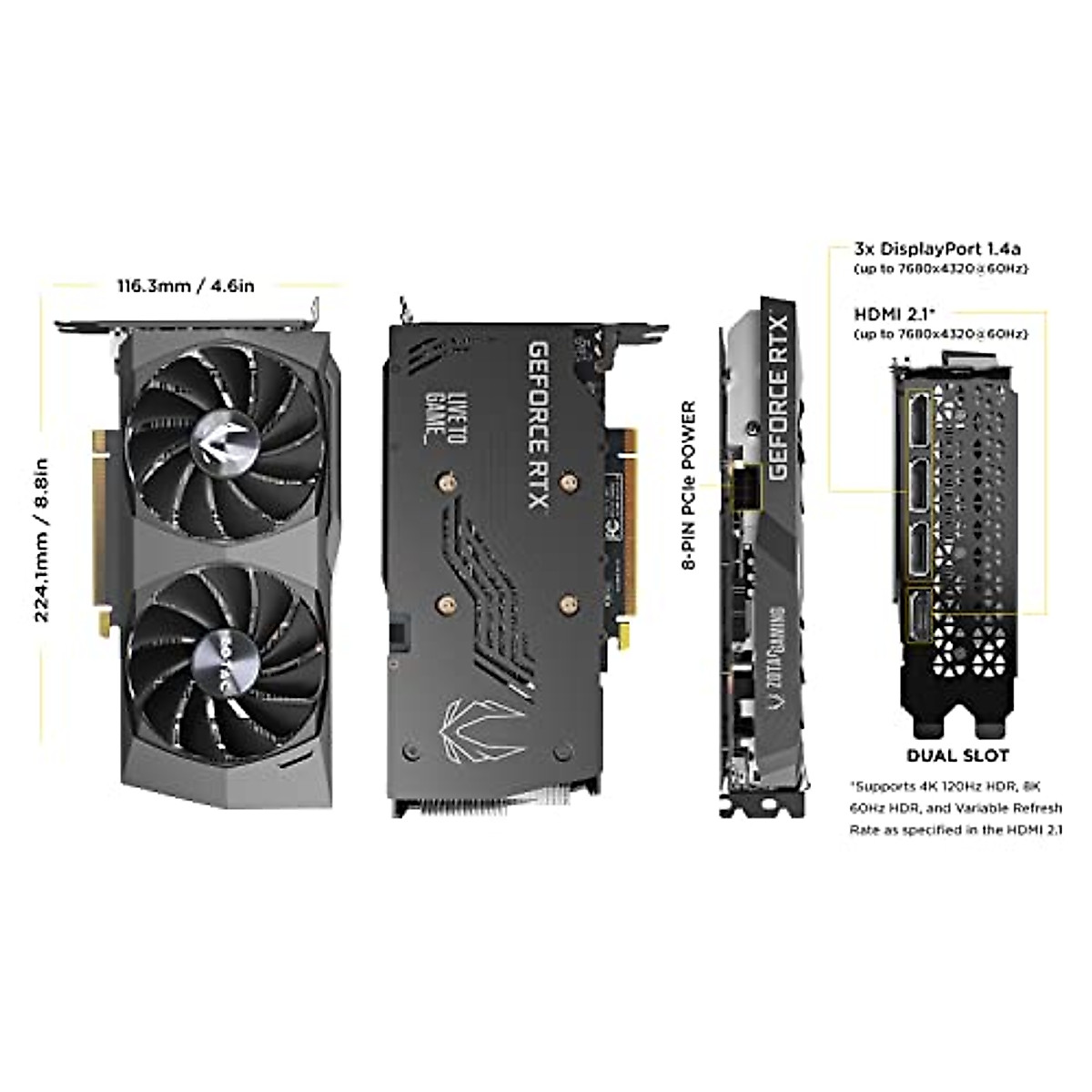 ZOTAC Gaming GeForce RTX 3050 Twin Edge OC 8GB GDDR6 128-bit 14 Gbps PCIE 4.0 Gaming Graphics Card, IceStorm 2.0 Advanced Cooling, Freeze Fan Stop, Active Fan Control, ZT-A30500H-10M
