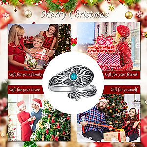Mic Tai Tree of Life Spoon Ring - Sterling Silver Vintage Turquoise Celtic Knot Rings Adjustable Thumb Jewelry Gifts for Women (Tree of Life)