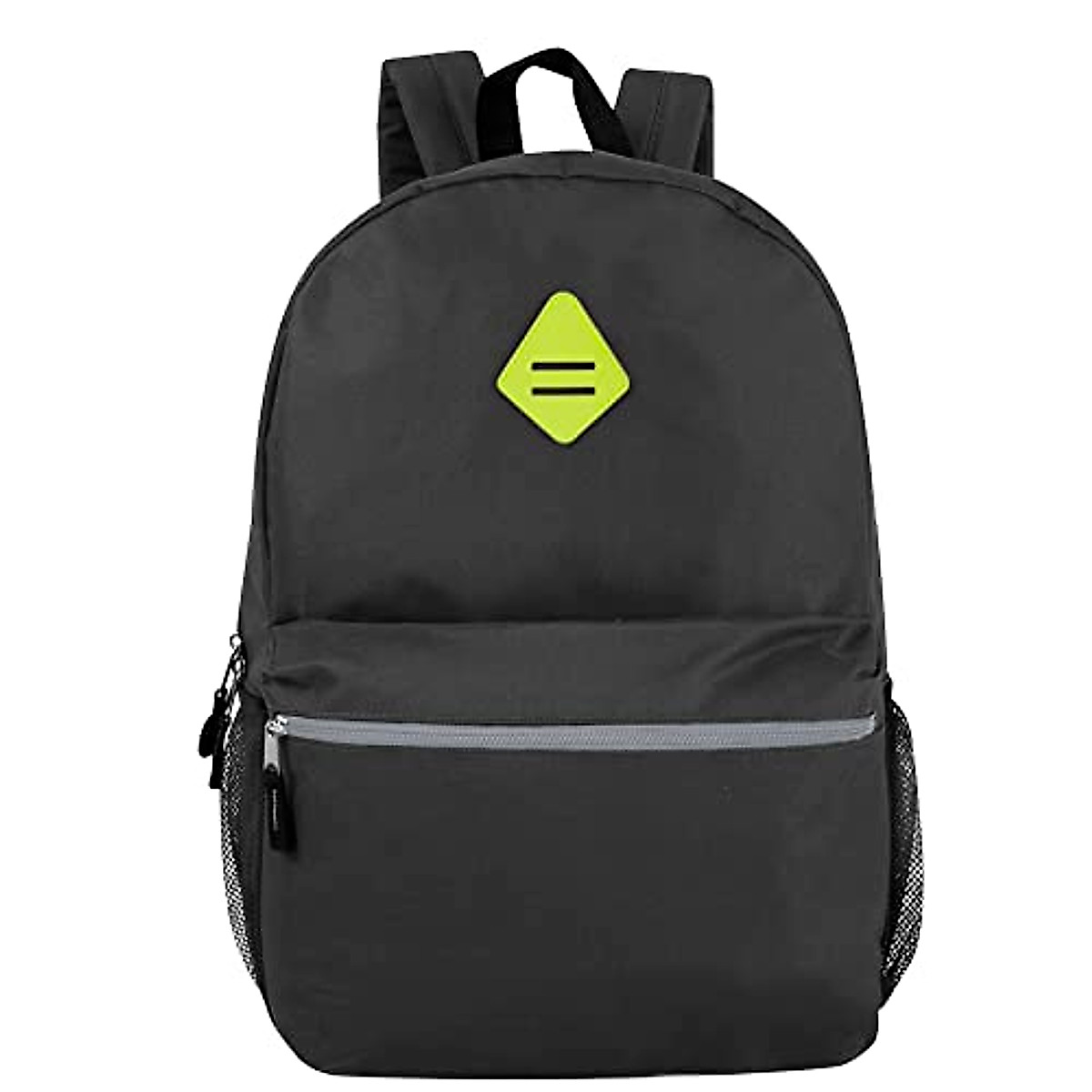 19 Inch School Backpacks with Mesh Side Pockets – Basic Large Solid Color Backpacks for Kids, Men, Women, Travel (Black/Yellow)