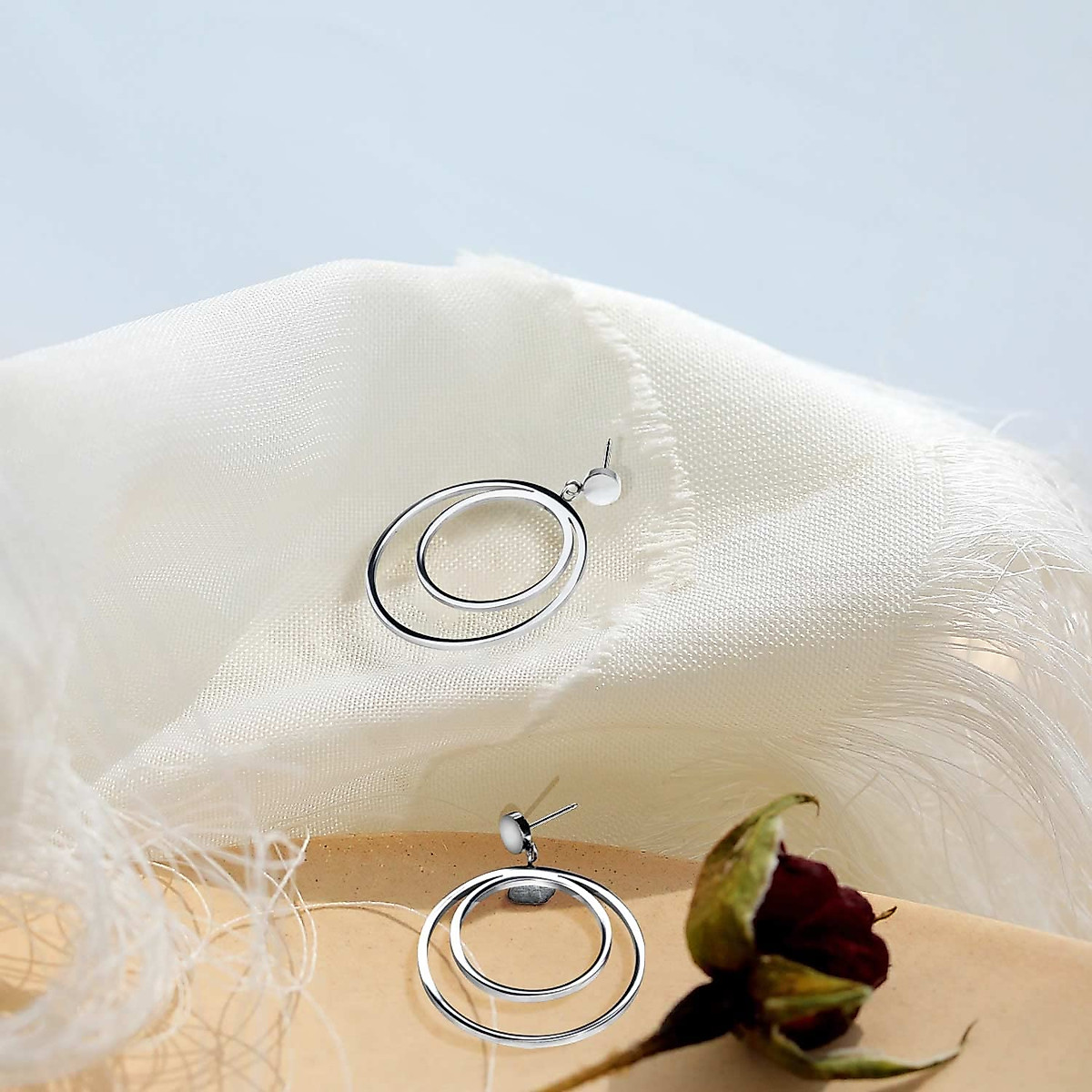 GUMENA Gold/Silver Hoop Earrings for Women 18K Gold Plated Circle Dangle Earrings for Women Trendy Surgical Steel Titanium Hypoallergenic Earrings