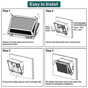kadision 150W LED Wall Pack 120W 100W Adjustable, 19500lm 5000K 120-277V Dusk-to-Dawn Outdoor Lighting Exterior Light for House Parking Lot Warehouse Entrance, ETL Listed 4 Pack