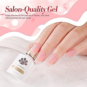 Born Pretty Jelly Gel Nail Polish Sheer Pink Gel Nail Polish Crystal Transparent Milky Gel Polish Kit Nail Art Varnish Collection Gift Set 10ML 6PCS