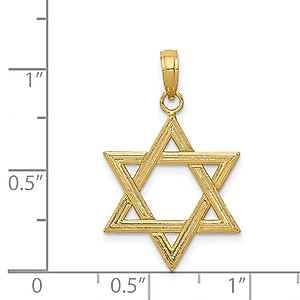 Diamond2Deal 14k Yellow Gold Star of David Pendant 26mm L-