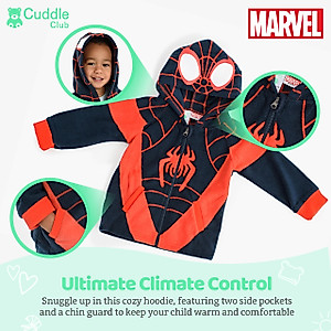 Cuddle Club Miles Morales Toddler Fleece Jacket - Toddler Miles 3T Toddler Fleece Jacket - Girls & Boys Zip Up Miles Hoodie - Kids Miles Sweater Fleece Jacket - Toddler Winter Miles Jacket