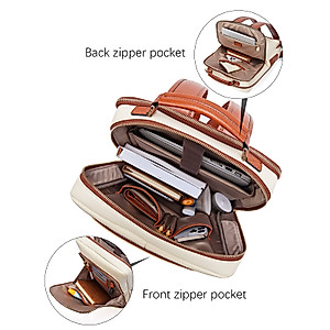 BOSTANTEN Leather Laptop Backpack, 15.6 inch Computer Bakpack Large Capacity Business Work Travel Bag for Women＆Men