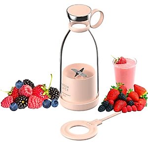 DeFyned Personal Travel Blender for Fresh Juice, Smoothies and Shakes, Portable Size Blender, Wireless Charging USB Blender (Pink)