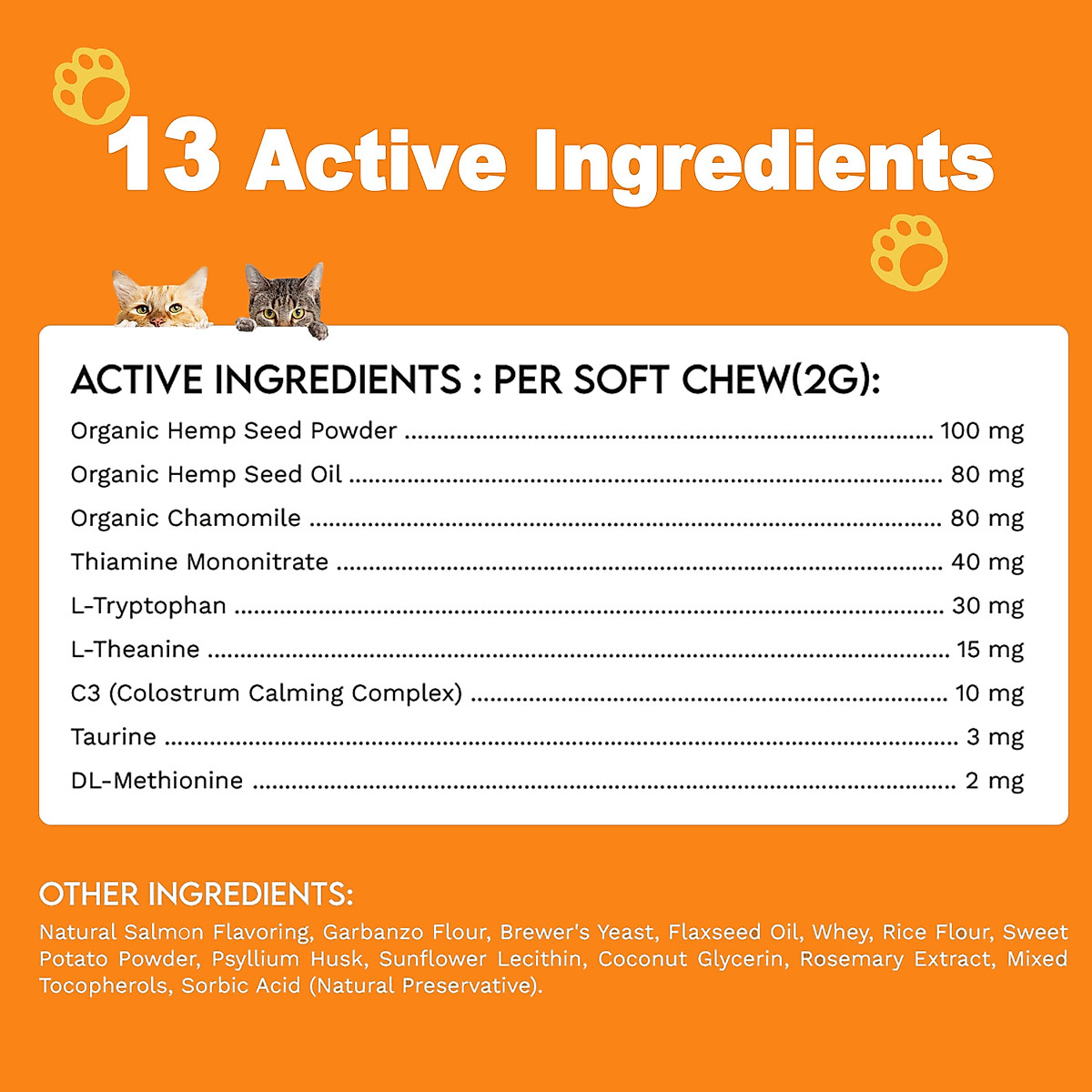 Munchy Chomps Calming Care Support for Cats - Stress Relief & Mellow Calming Chews with Hemp Seed & L-Theanine - Promotes Relaxation & Composure During Stressful Situations (Salmon)
