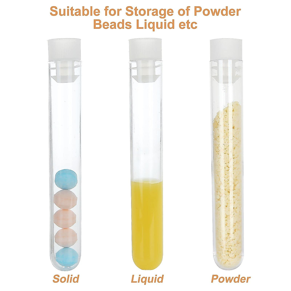 120Pcs Plastic Test Tubes with Lids and Rack, 16x100mm(10ml) Test Tubes with Cap and Holder Rack, Test Lab Tube for Scientific Experiments, Candy, Beads, Liquid Storage, Party Decor