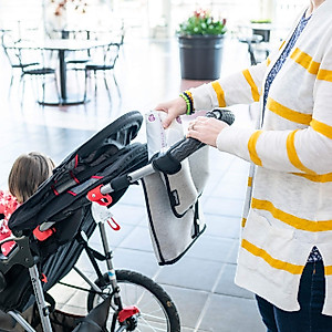 Stroller Organizer by Modfamily -Neoprene Bag with Zipper Storage Space and Two Cup Holders- Fits Umbrella and Single Strollers