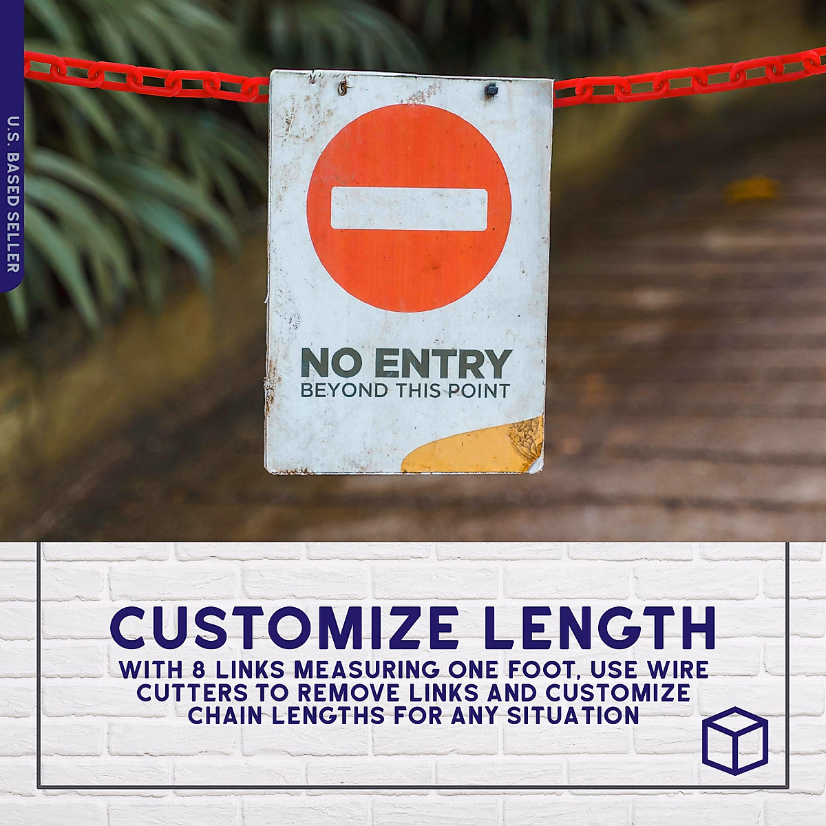 BISupply Red Plastic Chain Links - 125ft x 2in Plastic Barrier Chain for Safety Crowd Control or Plastic Links Halloween Decor Chains for Costumes