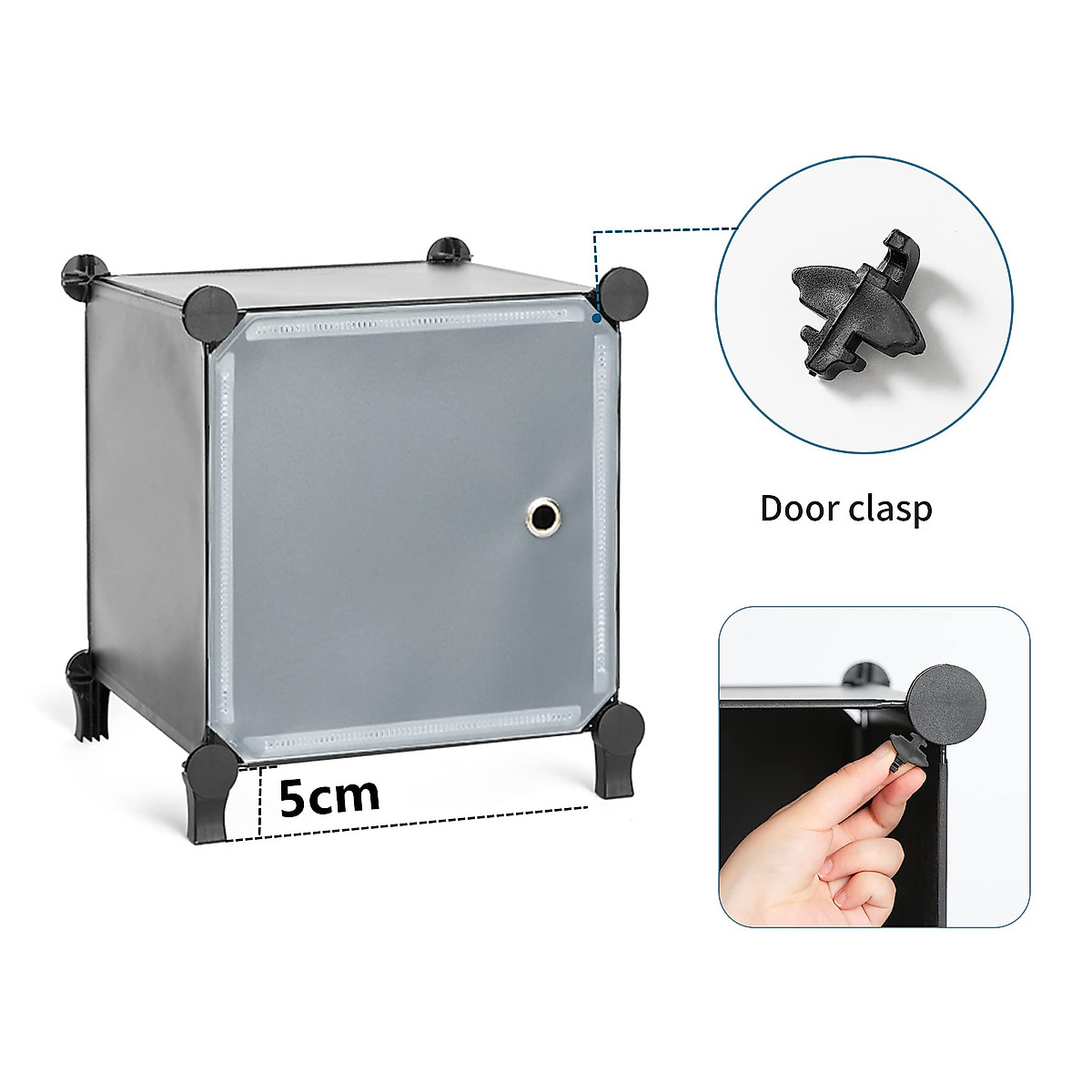 AWTATOS Storage Cube Organizer with Doors, Stackable Closet Shelf for Bedroom, Clothes Shelving Rack, DIY Square 9 Cubes Bookcase Bookshelf, Plastic Space Saver for Home, Living Room, Office, Black