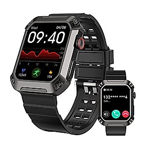 Tank Rival Smartwatch for Men Bluetooth Call(Answer/Dial Call) Military IP69K Waterproof Tactical Smart Watch, 1.83” Big Screen Outdoor Sports Blood Pressure Health Monitor Watch for Android iPhone