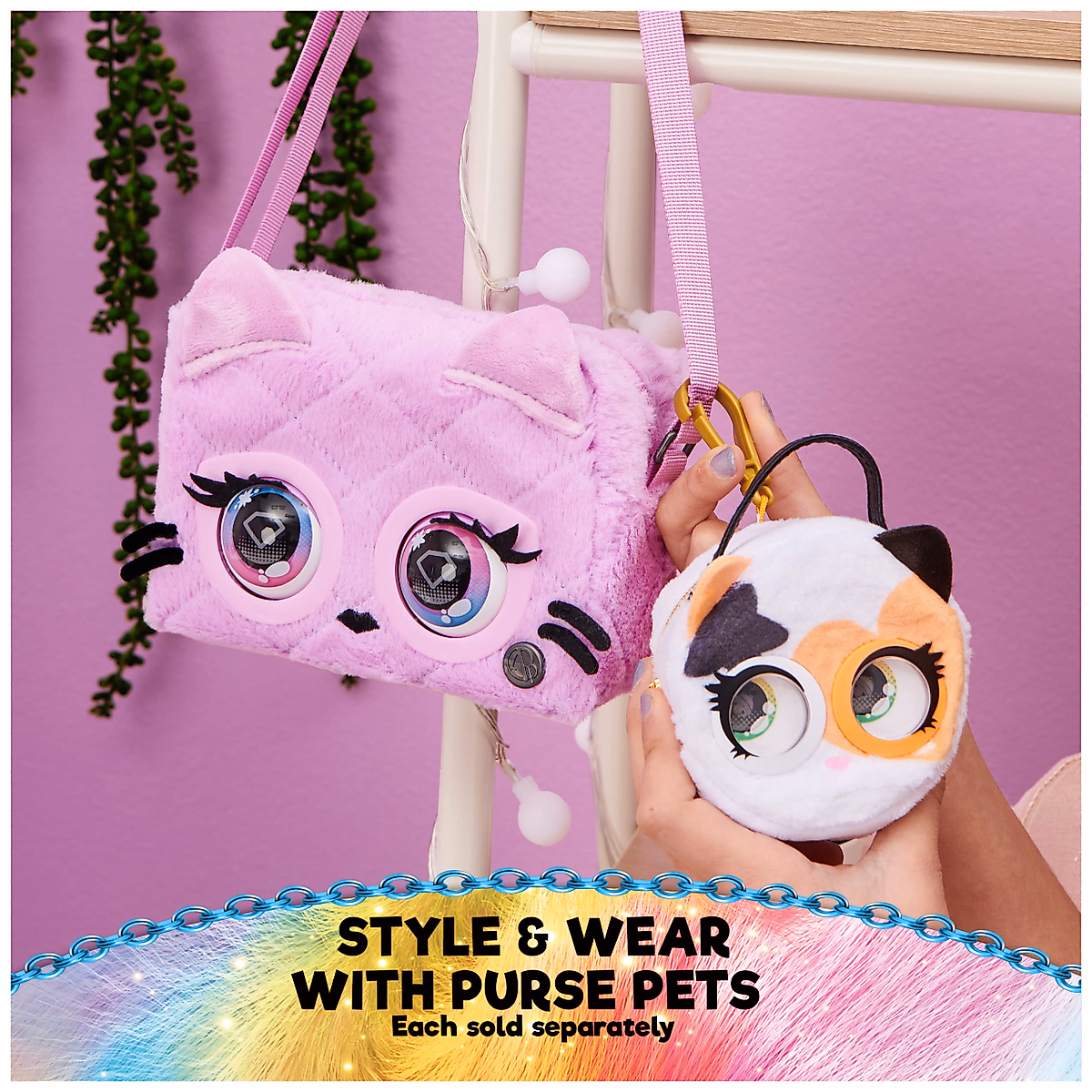 Purse Pets Micros, 24K Kitt-tea Stylish Small Purse with Eye Roll Feature, Kids Toys for Girls Aged 5 and up