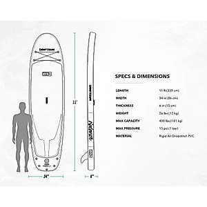 Driftsun 11 Foot Extra Wide Inflatable Stand Up Paddle Board Package with Rolling Travel Storage Backpack, Foldable Aluminum Pole, and More, Pink