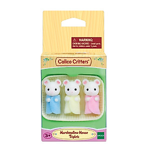 Calico Critters Marshmallow Mouse Triplets - Adorable Set of 3 Baby Mice with Removable Clothing and Accessories
