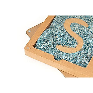 Montessori Sand Tray for Kids 3 4 5 6 Years Old Sand Writing Tray Learning Sensory Toy Educational Alphabet and Phonic Words Comes with Sand, Tray, Lid, 2 Sets of Flashcards, Stylus (Dark Blue)