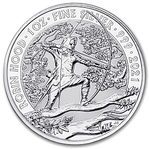 2021 GB 1 oz Silver Robin Hood Coin Brilliant Uncirculated with Certificate of Authenticity £2 BU