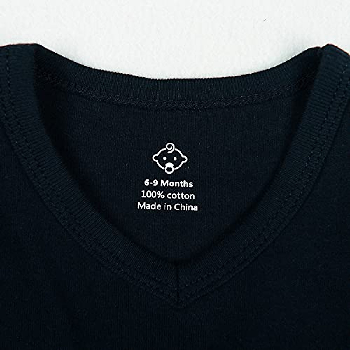 OPAWO Unisex Infant Baby Cotton V-Neck T-Shirts Long Sleeve Blank Tees Shirts 3 Pack for Boys Girls 6-24 Months(Black,18-24 Months)