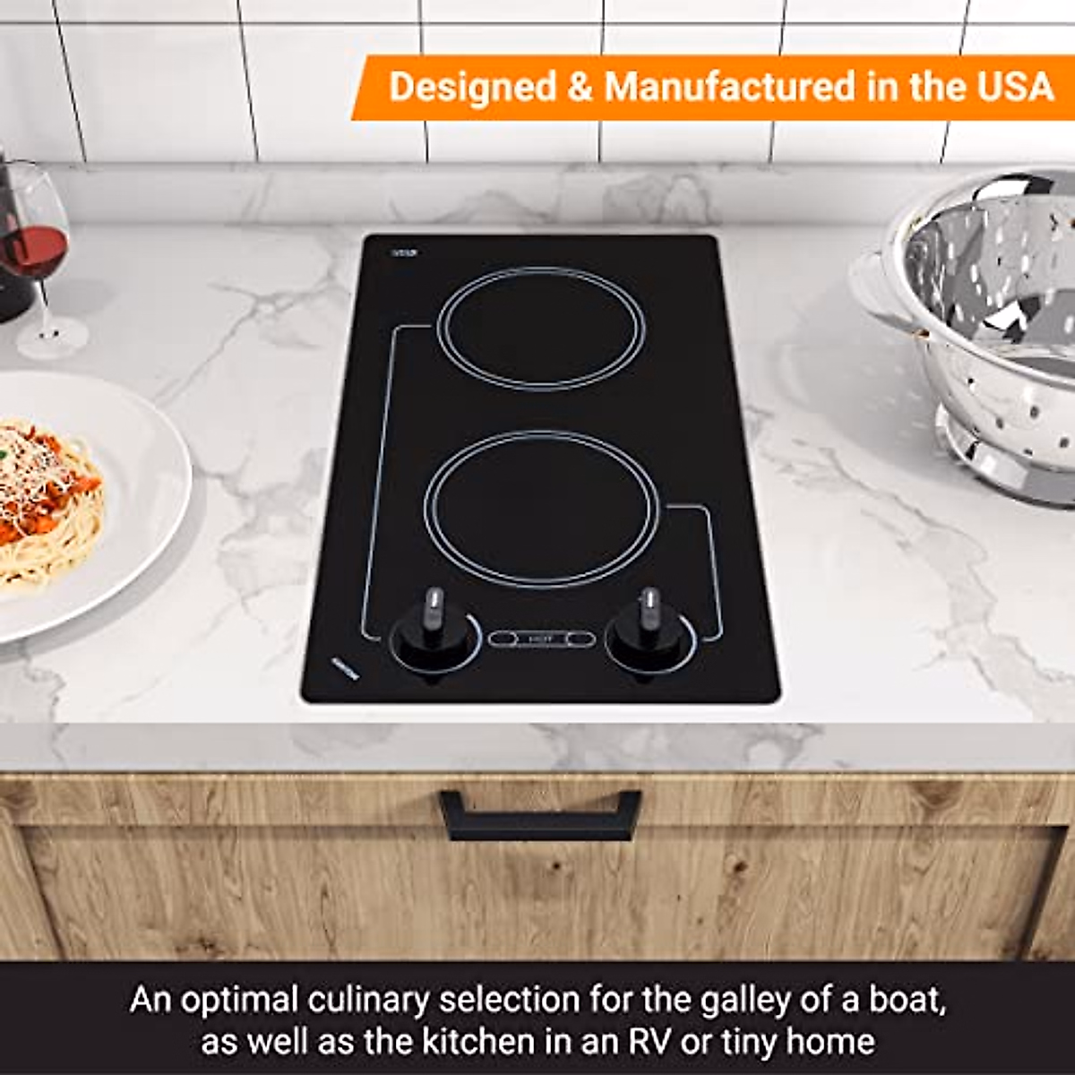 Kenyon B41601 6-1/2-Inch Caribbean 2-Burner Cooktop with Analog Control UL, 120-volt, Black