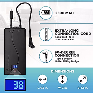 The Blue Cactus Universal Battery Pack for Reclining Furniture w/LCD Display - Wireless 2500mAh Rechargeable Battery for Electric Recliner, Sofa, Couch - Fits 2-Pin Motion Furniture - Battery Only