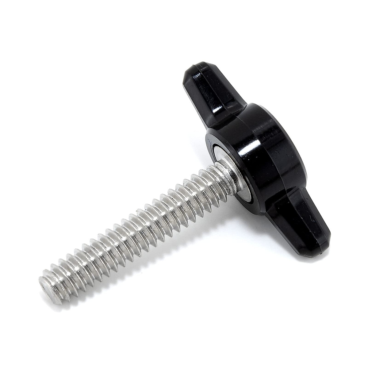 #10-24 x 1 Thumb Screw Stainless Steel - Black Tee Wing Plastic Knob - Standard/Coarse Thread Thumbscrew - Length: 1.000" - Proudly Built in USA - Package of (4)
